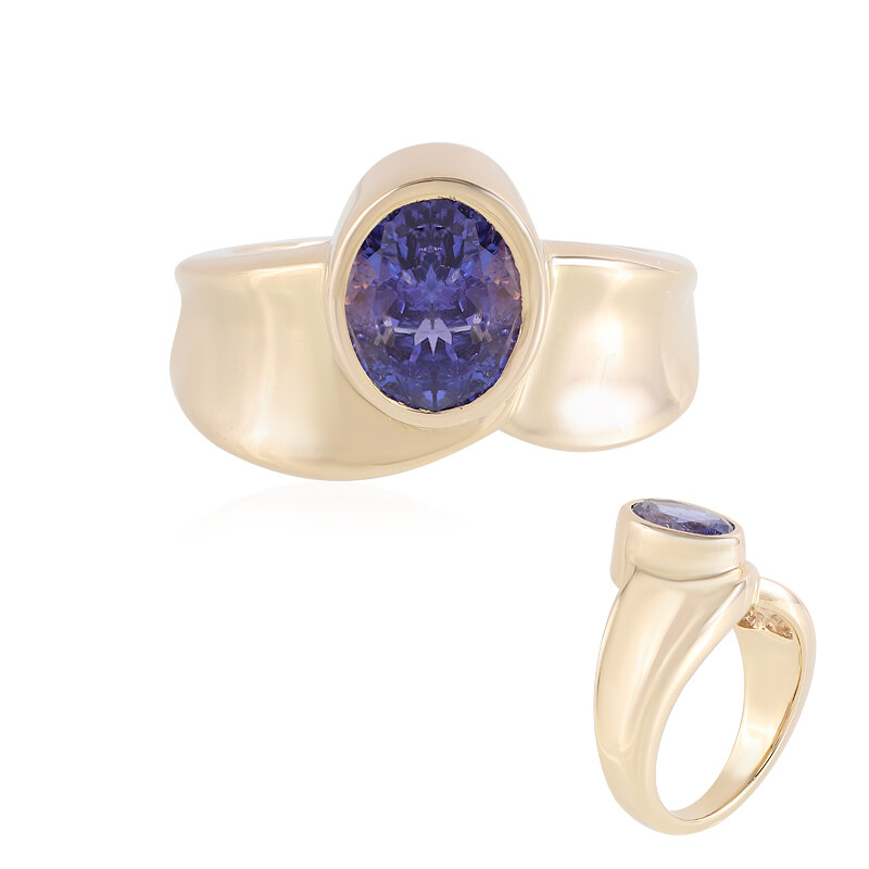 Tanzaniet verguld zilveren ring, 2.31 ct