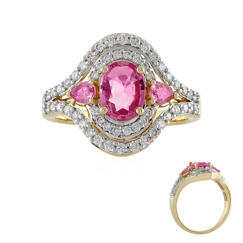 Sierlijke Madagaskar Roze Saffier 14K Gouden Ring, 1,83ct