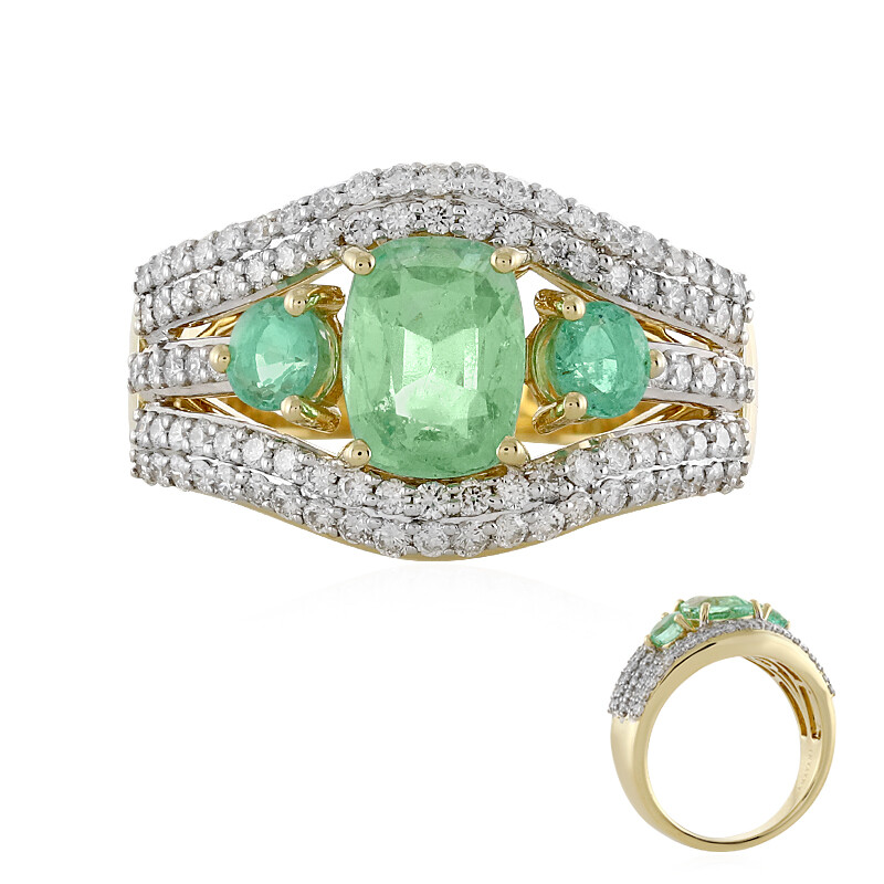 Gouden ring met een Colombiaanse smaragd (AMAYANI)-7499RN | Juwelo sieraden