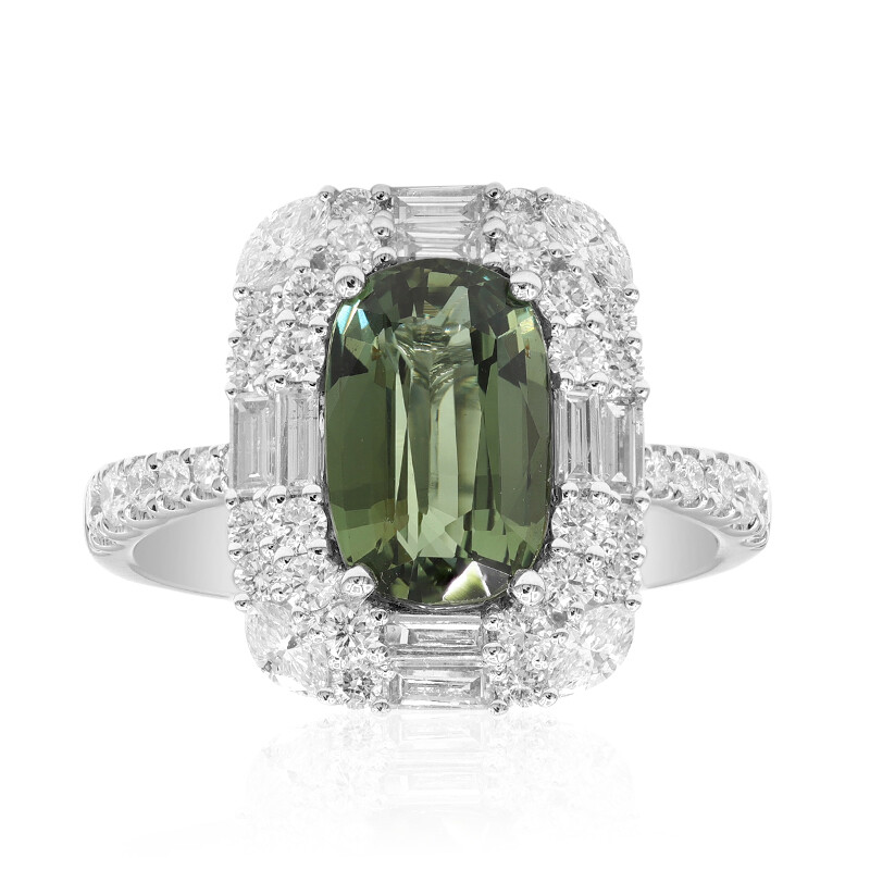 Braziliaanse Alexandriet Ring, witgoud, 2,66 ct
