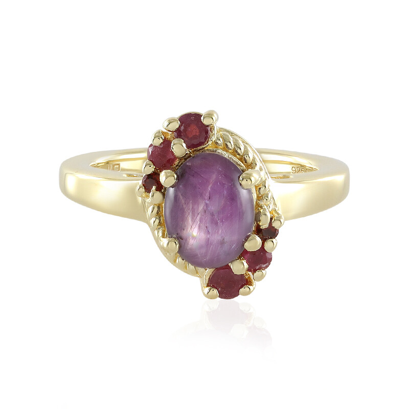 Madagascar Ster Robijn Verguld Zilver Ring, 2.46ct