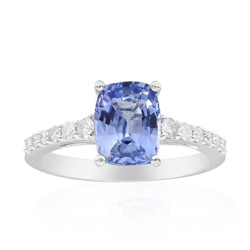 Ceylon Blauwe Saffier Ring, witgoud, 2.51 ct