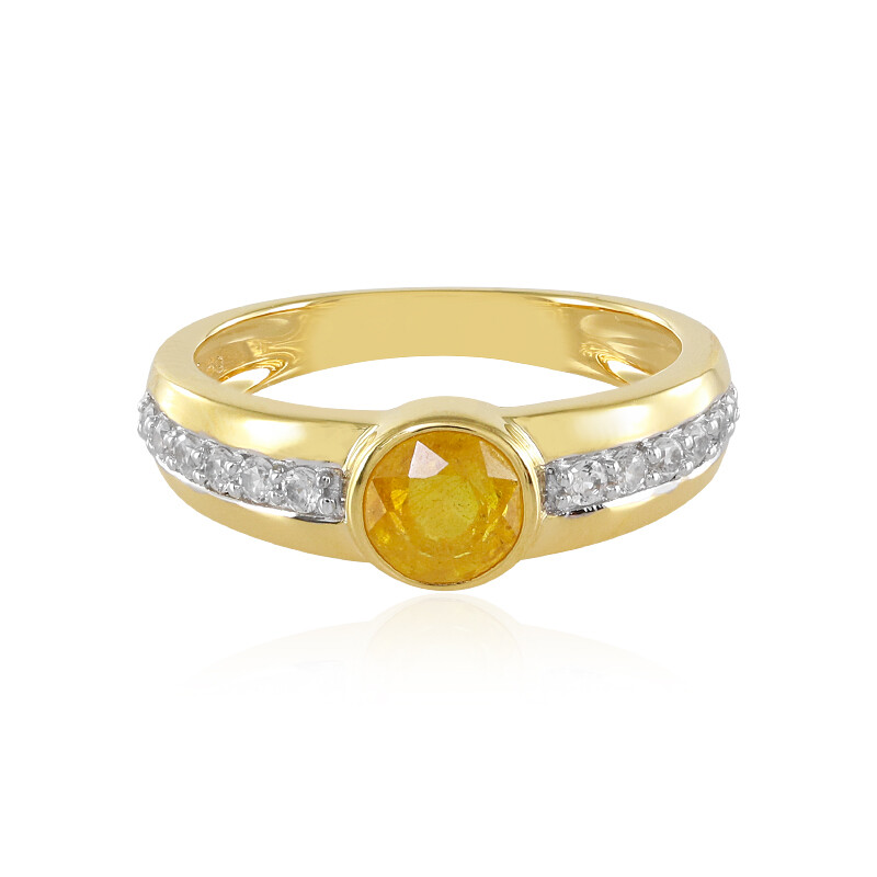 Madagaskar gele saffier verguld zilveren ring, 0.585ct