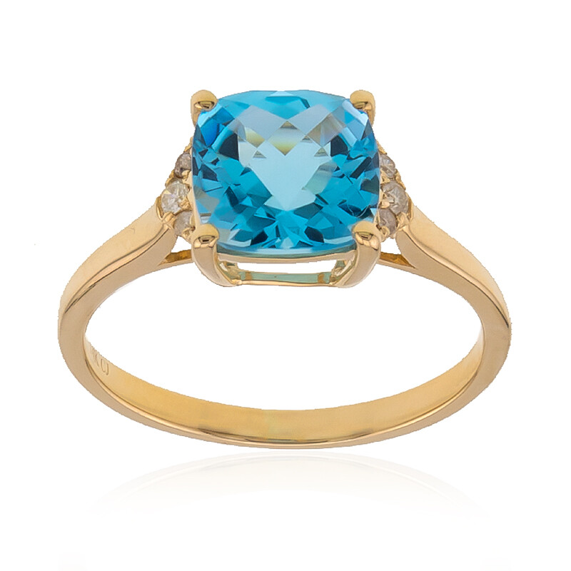 Braziliaanse Blauwe Topaas 2.61ct 14K Gouden Ring, 2.24g