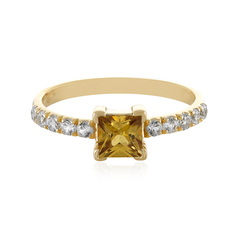 Tanzaniaanse 0.95ct gele zirkoon 9K gouden ring