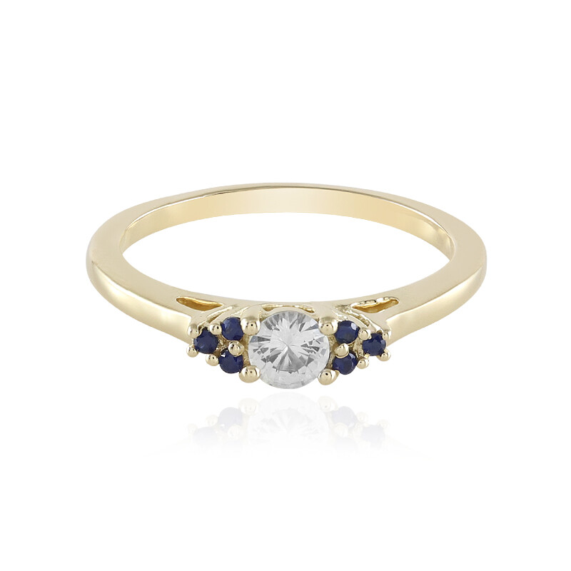 Witte Saffier 9K Gouden Ring, Madagaskar, 1.86g