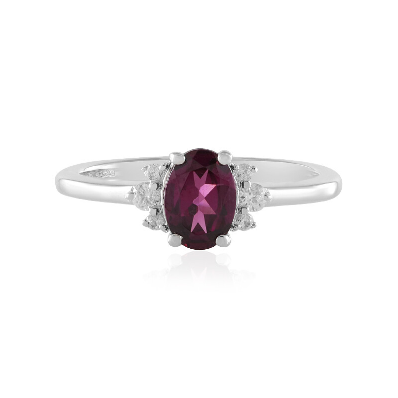 Chique magenta granaat zilveren ring