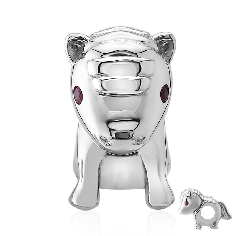 Madagaskar robijn sterling zilveren leeuw hanger