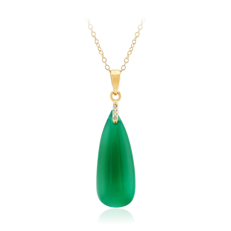 Groene Agaat Zilveren Ketting, India 14.783ct