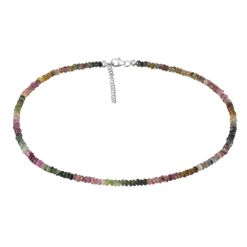 Kleurrijke Madagaskar Toermalijn Zilveren Ketting