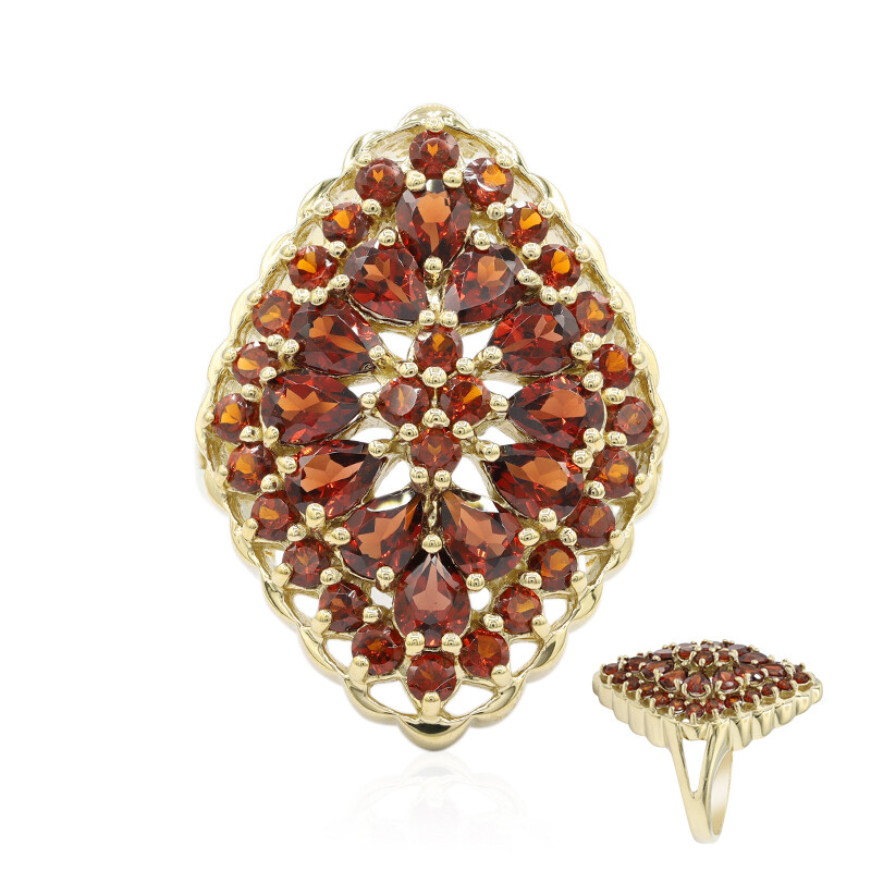 Mozambique Granaat Verguld Zilveren Ring