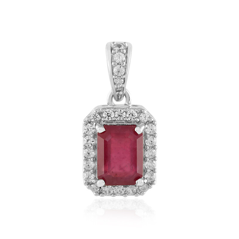 Zilveren hanger met een Madagaskar Robijn-9377BV | Juwelo sieraden