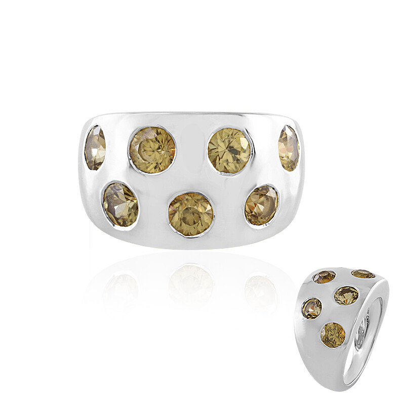 Zonsondergang Gele Zirkoon Sterling Zilveren Ring, Tanzania 5.72ct