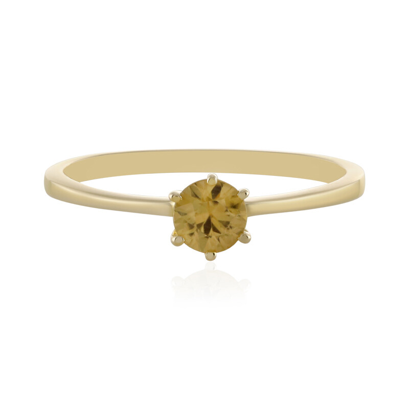 Tanzaniaanse gele zirkoon 9K gouden ring, 0.57ct