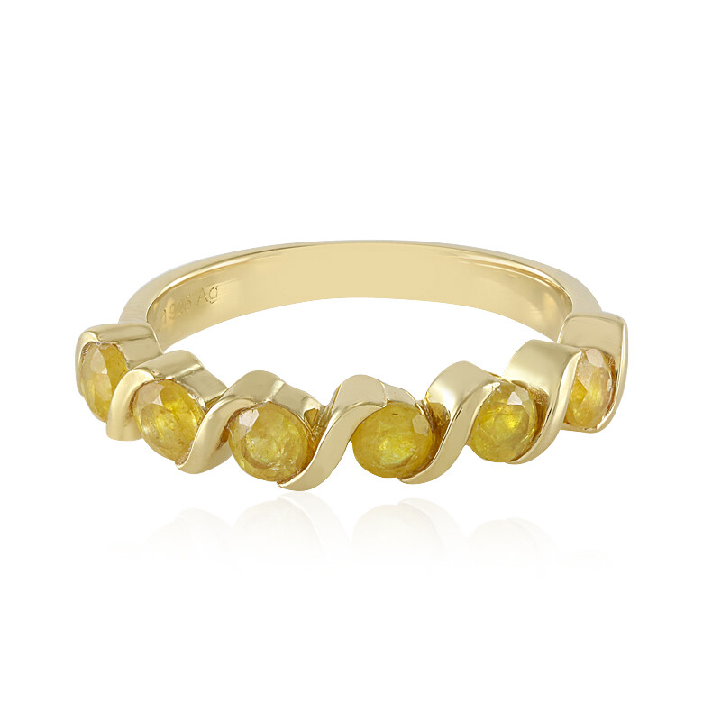 Chique Gele Saffier Verguld Zilveren Ring, Madagaskar 0,81ct