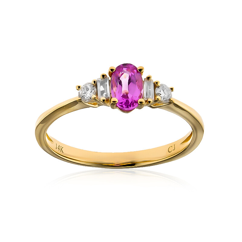 Madagaskar roze saffier 14K gouden ring, 0.716ct